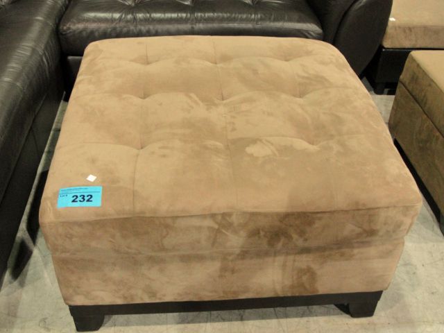 Microfiber suede beige footstool ottoman