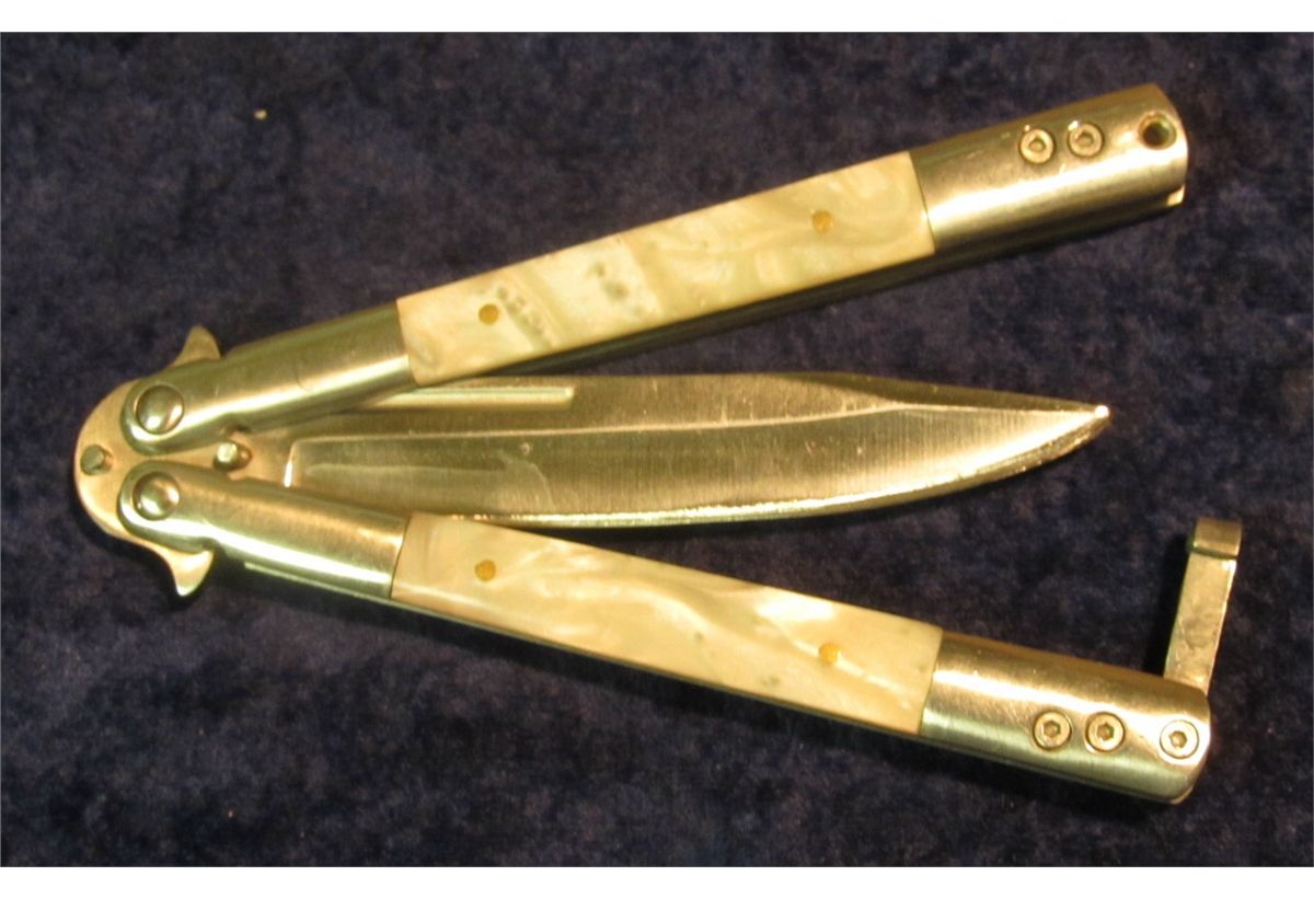 26. Heavy duty Stainless Steel Butterfly Knife with simulated Mother-of ...