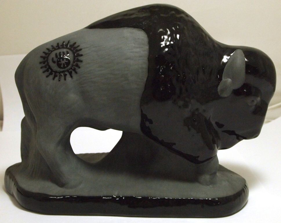 San Juan Pueblo Black Pottery Buffalo - Brenda Adelicia