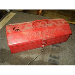 SMALL RED METAL TOOL BOX