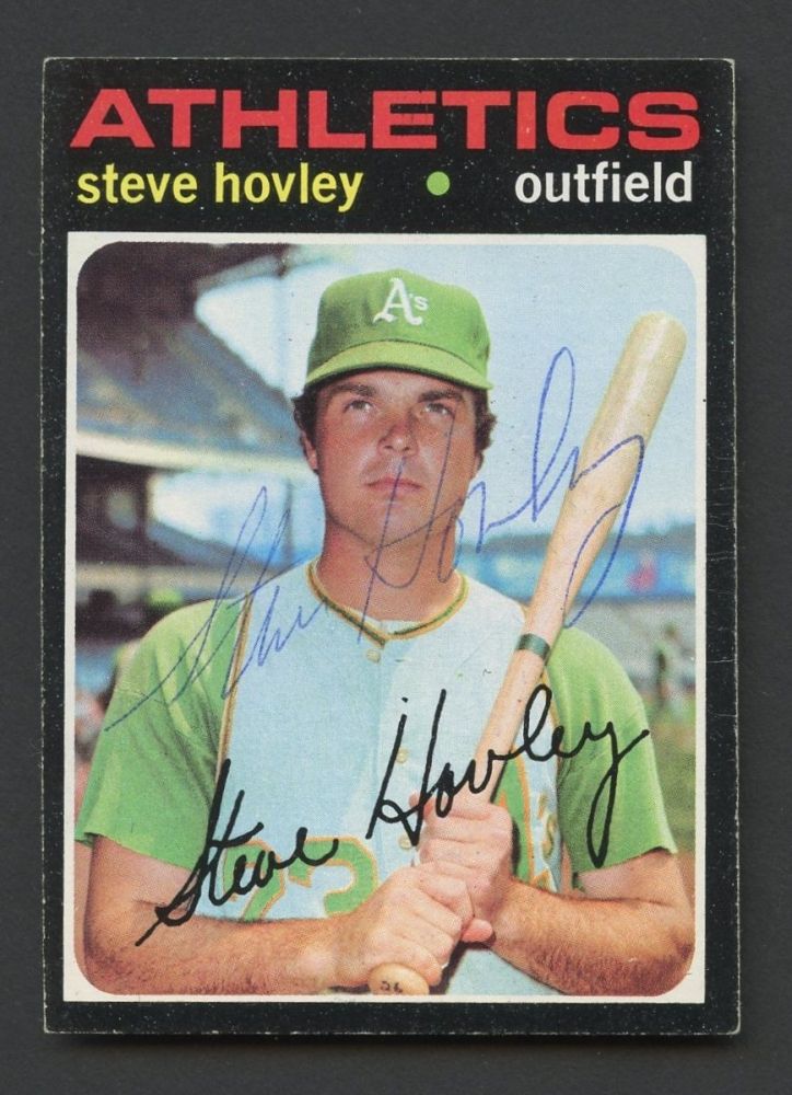Steve Hovley Signed Athletics Baseball Card (JSA COA)