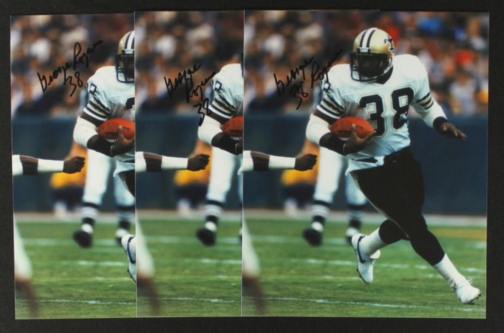 Lot of (3) George Rogers Signed Saints 8x10 Photos (PA LOA)