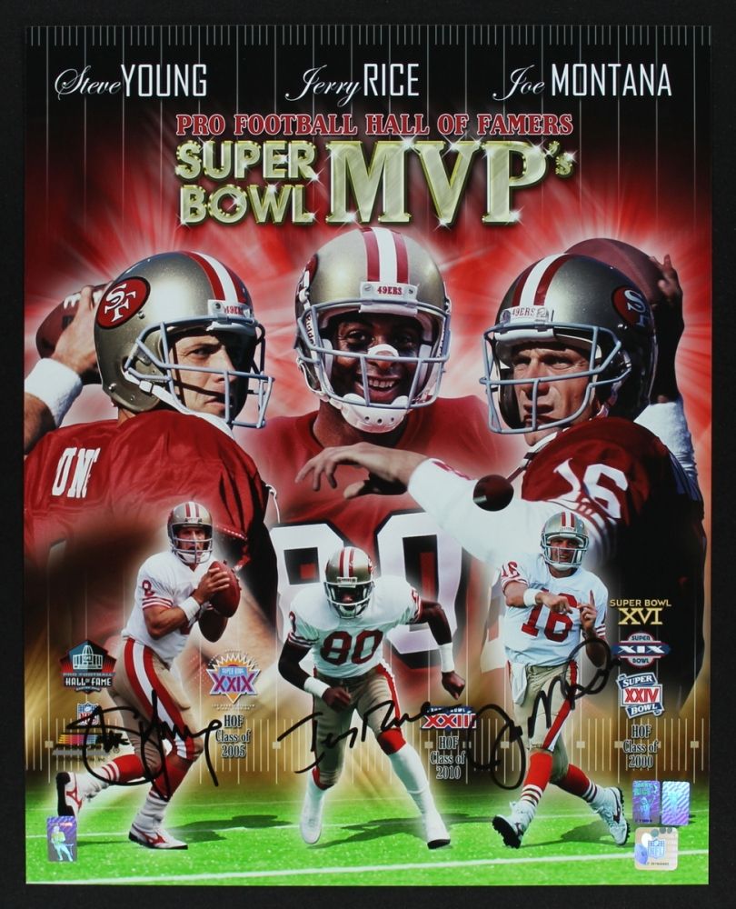 49ers SB MVP 16x20 Photo Signed by (3) with Joe Montana, Jerry Rice ...