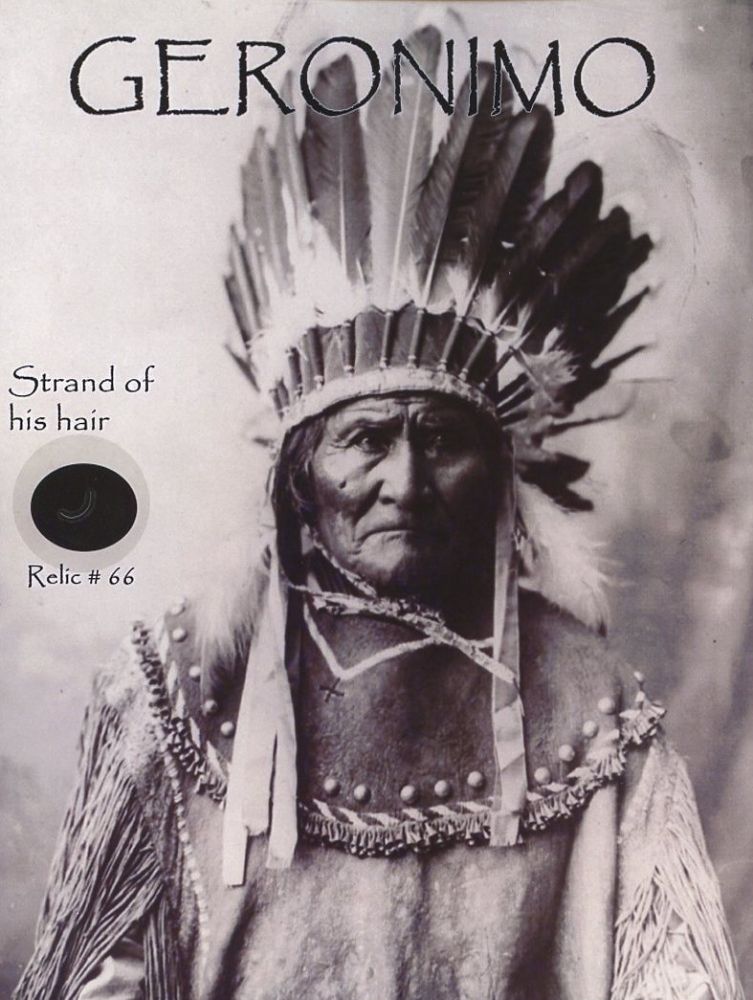 Geronimo Relic Photo with Authentic Strand of His Hair