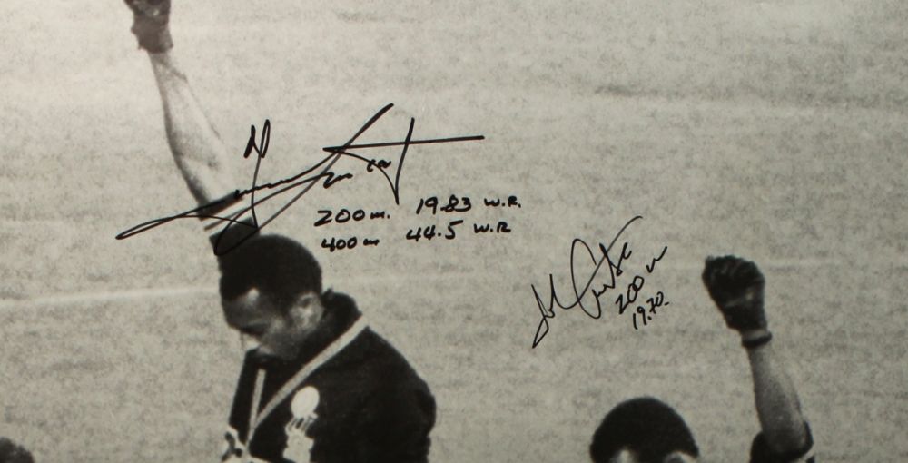 Tommie Smith & John Carlos Signed 24x36 Olympic Poster With Multiple ...