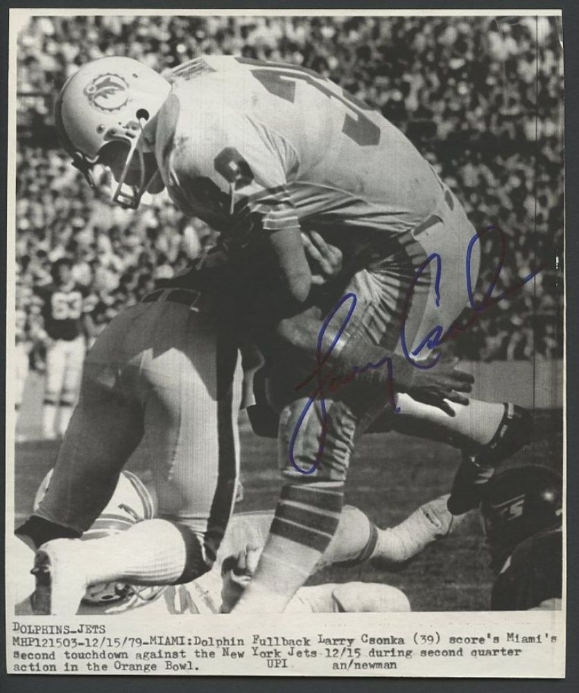 Larry Csonka Signed Dolphins Original Vintage 1979 Wire Photo (PA LOA)