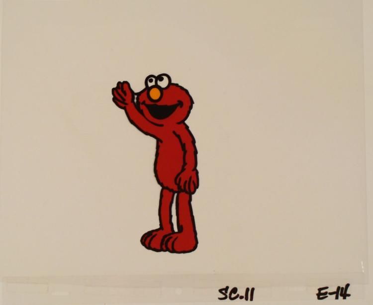 Original Animation Art Cel Elmo Waving At Friendly Sun