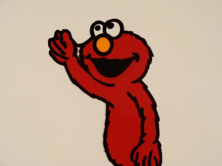Original Animation Art Cel Elmo Waving At Friendly Sun