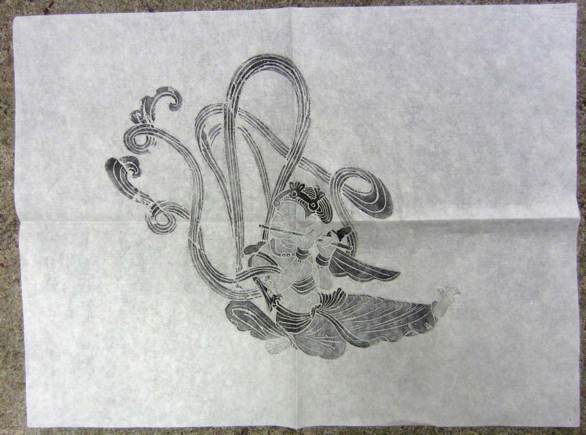 CHINESE ART PAPER RUBBING ON RICE PAPER FROM STONE CARVING