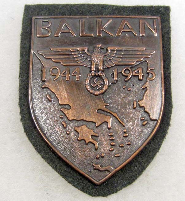 GERMAN NAZI BALKAN SHIELD W/ GREEN WOOL BACKING