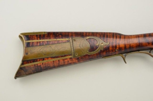 Classic flintlock Kentucky rifle circa 1830, .54 cal., 39-1/2” octagon ...