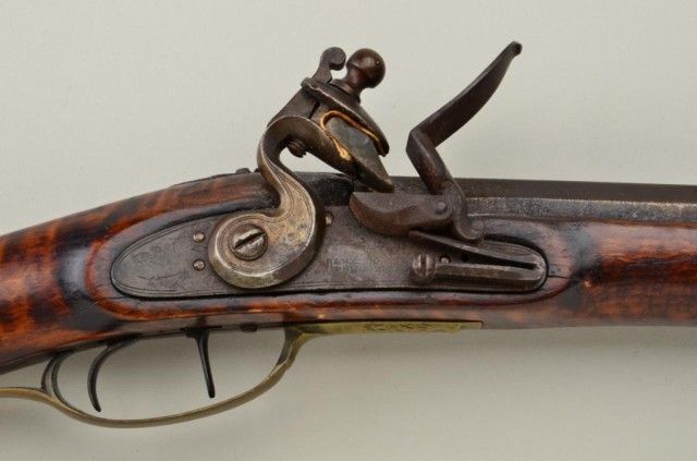 Classic flintlock Kentucky rifle circa 1830, .54 cal., 39-1/2” octagon ...