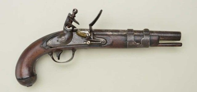 U. S. Martial flintlock pistol by S. North, .54 cal., 9” round barrel ...