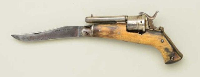 Pin fire revolver with folding knife blade, circa 19th century, 5.5mm ...