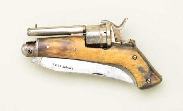 Pin fire revolver with folding knife blade, circa 19th century, 5.5mm ...