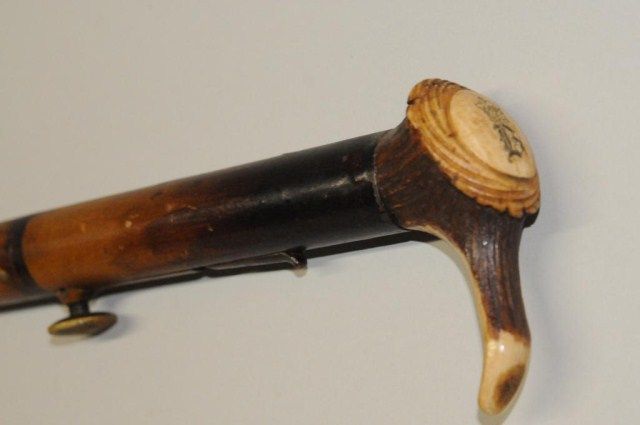 Day’s patent style percussion cane gun with painted metal body to ...