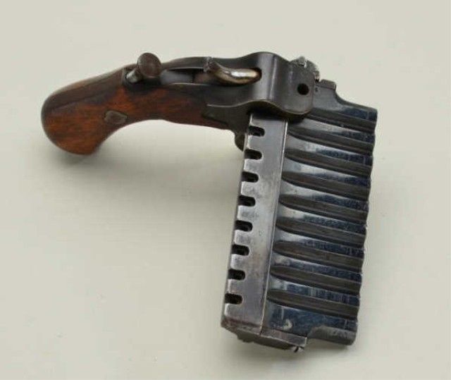 Rare 10 shot Harmonica pistol marked “A. Jarre” in 7mm pin fire caliber ...