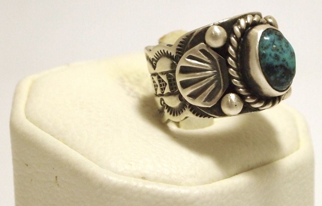 Navajo Turquoise Sterling Silver Men's Ring - Jerome Begay
