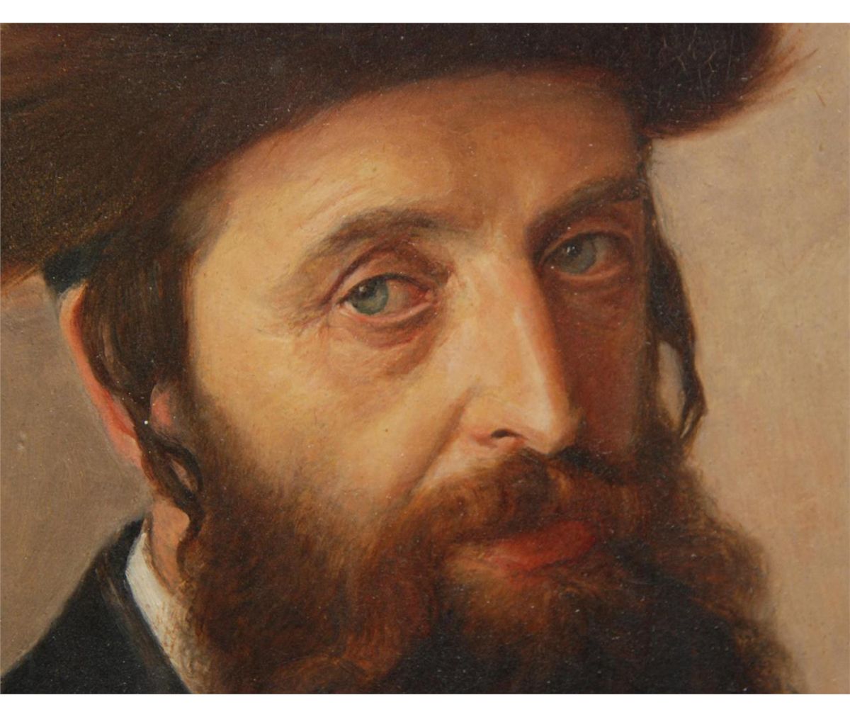 LAZAR KRESTIN OIL ON PANEL PORTRAIT OF HASID 1898