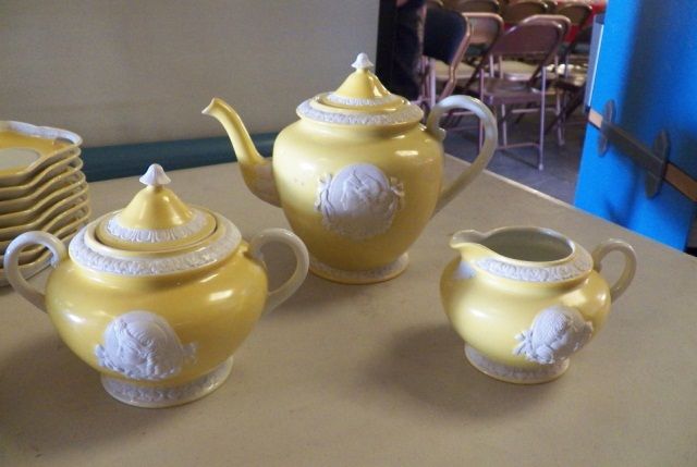 Tea Set With White Cameo Marked Musterschutz Sandwich plates-Cups ...