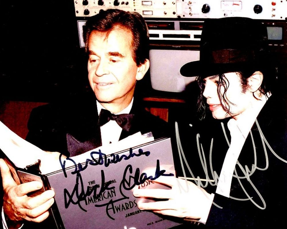 Dick Clark & Michael Jackson Signed 8x10 Photo (Mueller LOA)