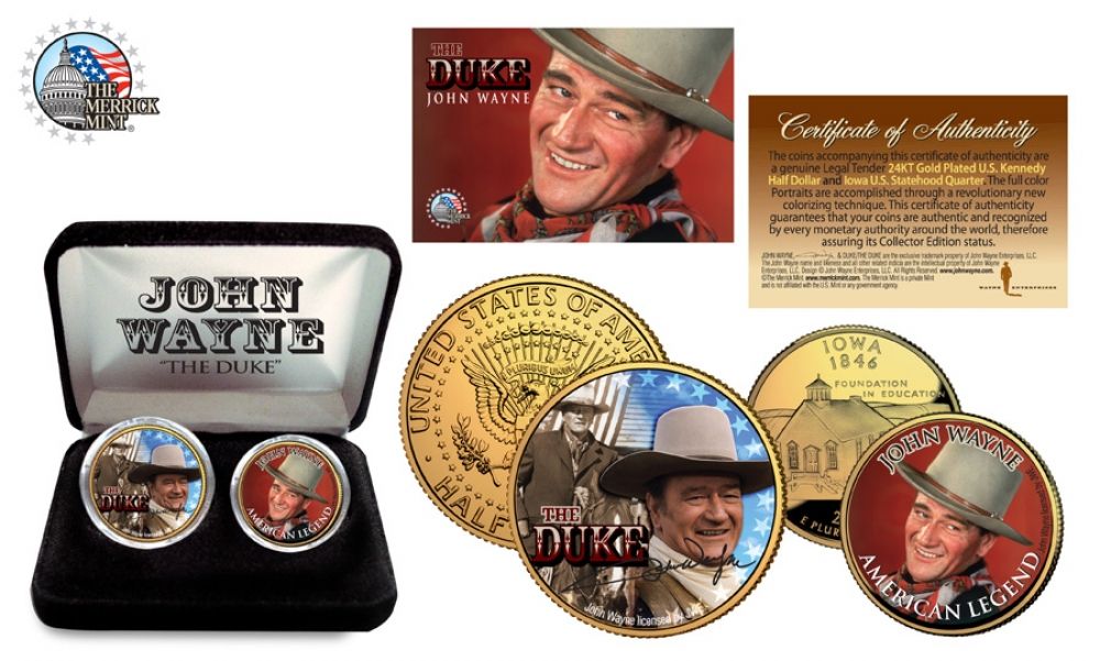 John Wayne Commemorative Limited Edition 24K Gold Colorized 2-Coin Set ...