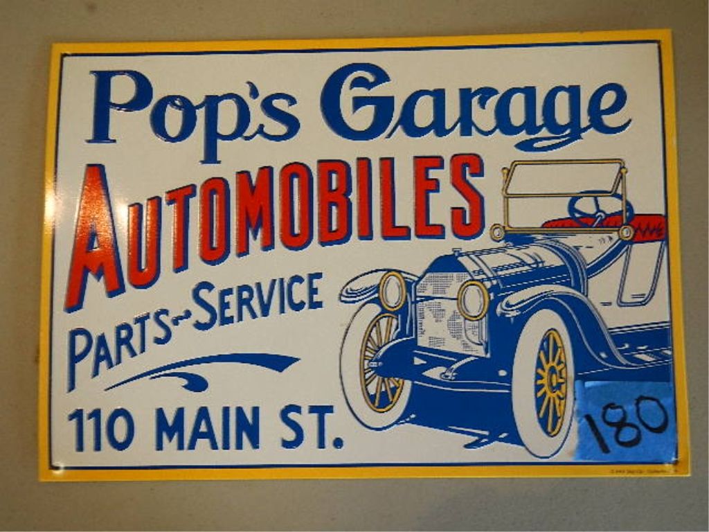 Pop's Garage Automobiles Sign