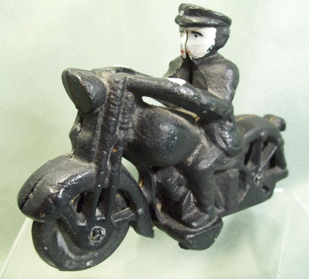 Black Painted Cast Iron Motorcycle w/Rider