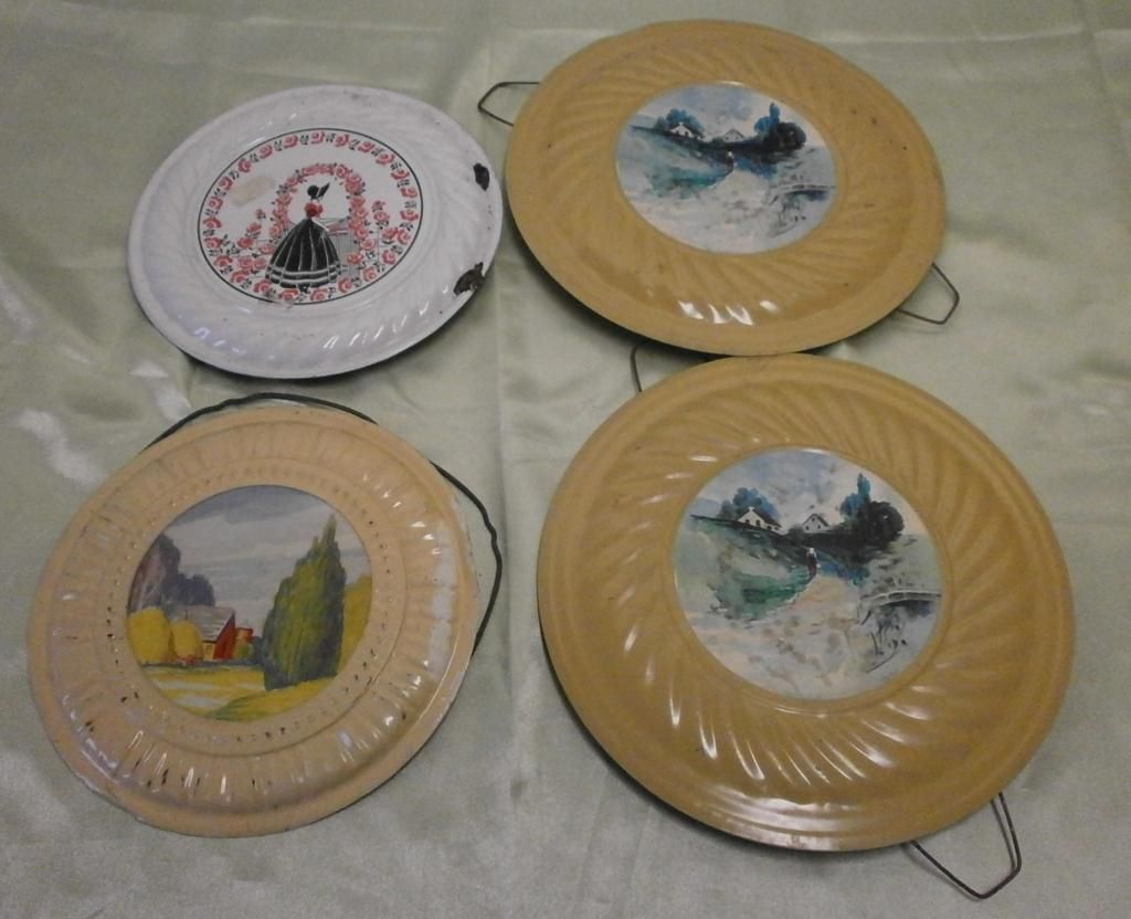 4 Vintage Tin Stove Pipe Stoppers Or Covers