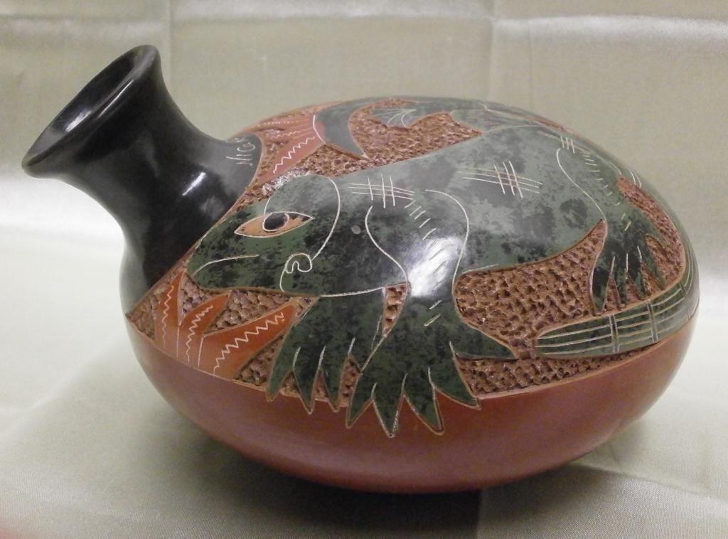 Nicaraguan Folk Art Lizard Pottery - Signed