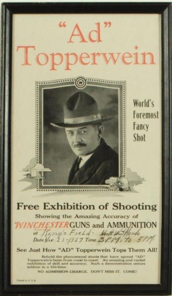 Ad Topperwein Winchester Exhibition Poster 1927