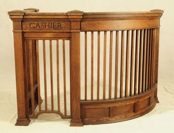 American Oak Cashier Money Window