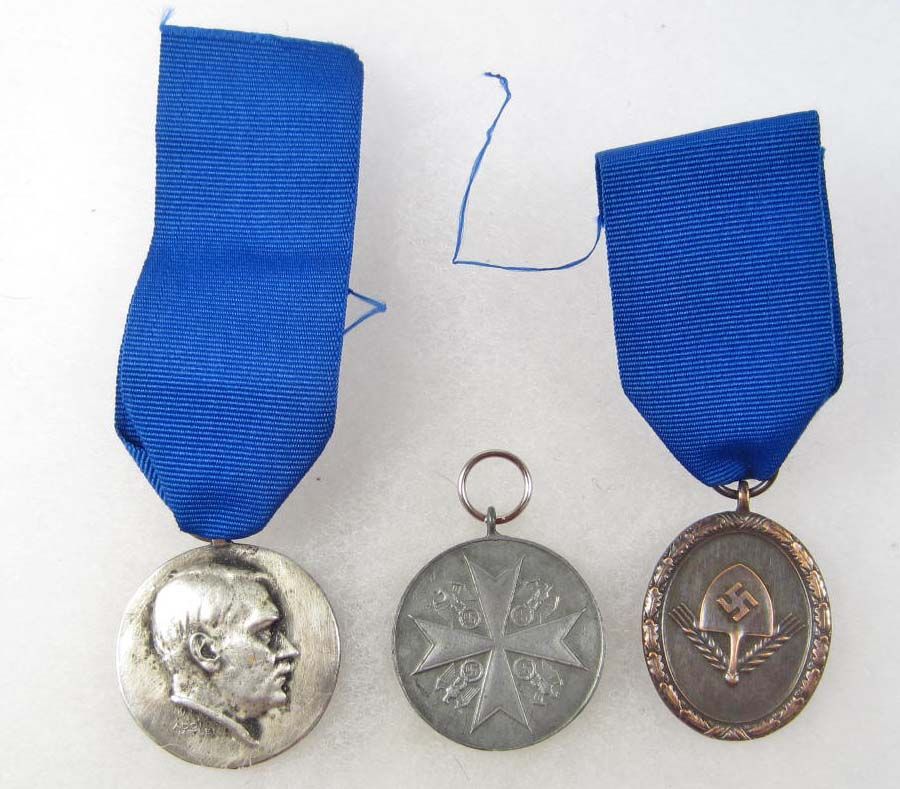 LOT OF 3 GERMAN NAZI MEDALS W/ RIBBONS