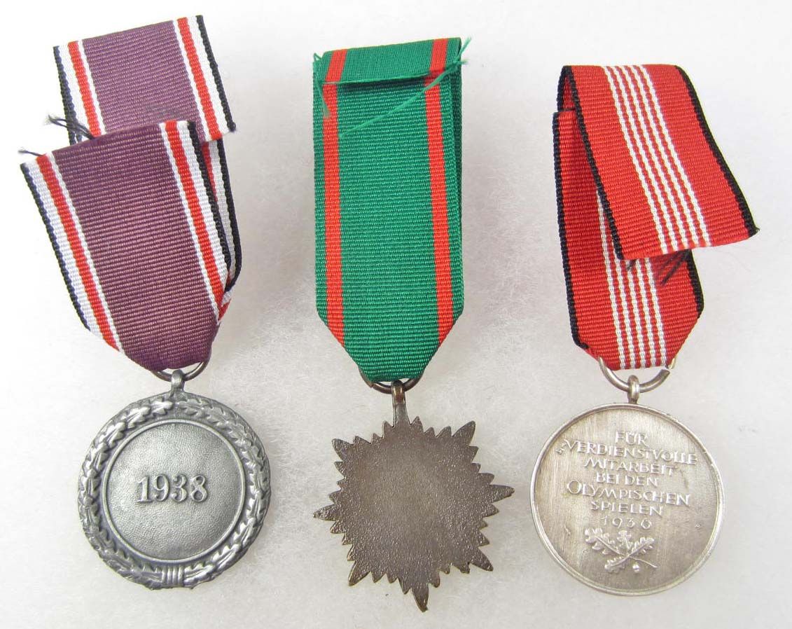 LOT OF 3 GERMAN NAZI MEDALS W/ RIBBONS