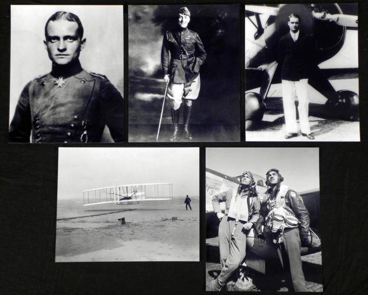 5 Photos Famous Pilots,WWII Red Baron, Tuskegee, Rommel