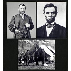 3 Photos Civil War Abraham Lincoln, Ulysses S. Grant
