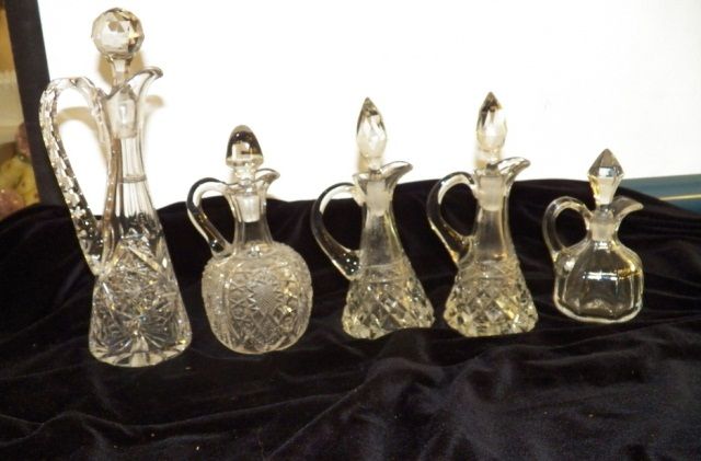 5- Hand Cut Crystal Cruets