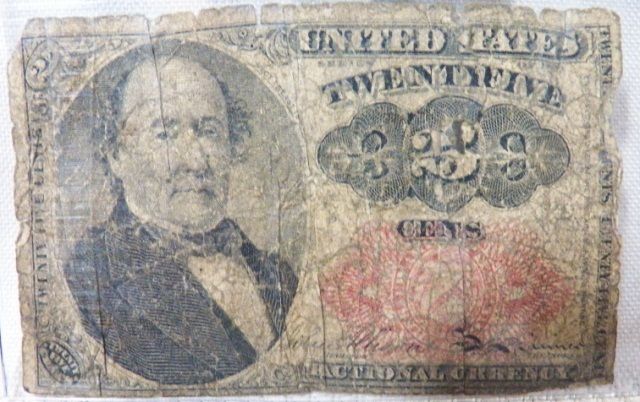 Fractional Currency 25 cent Paper 25 cent from the 1800's maybe 1874?