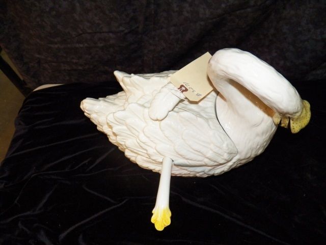 Ceramic Swan Soup Tureen with Ladle approx 16" x H 12"