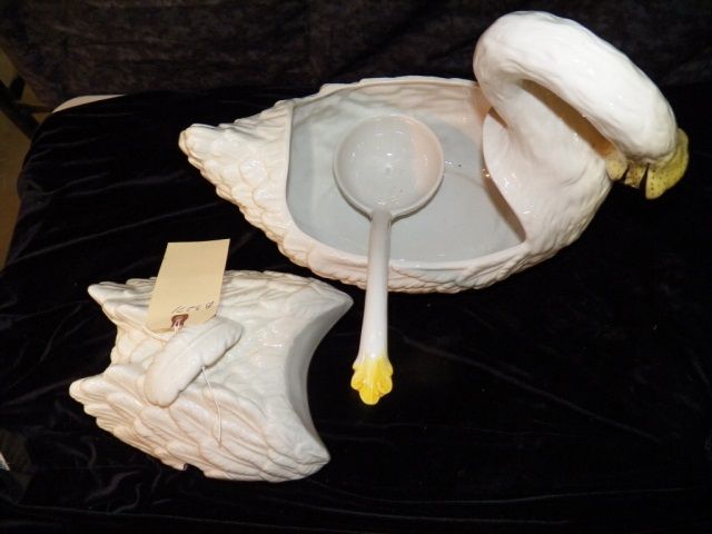 Ceramic Swan Soup Tureen with Ladle approx 16" x H 12"