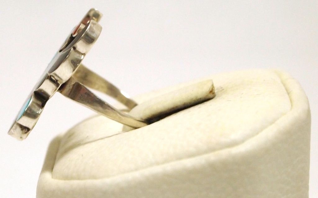 Zuni Multi-Stone Inlay Knifewing Kachina Sterling Silver Women's Ring ...