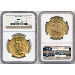 1915-S $20 St Gaudens NGC MS65