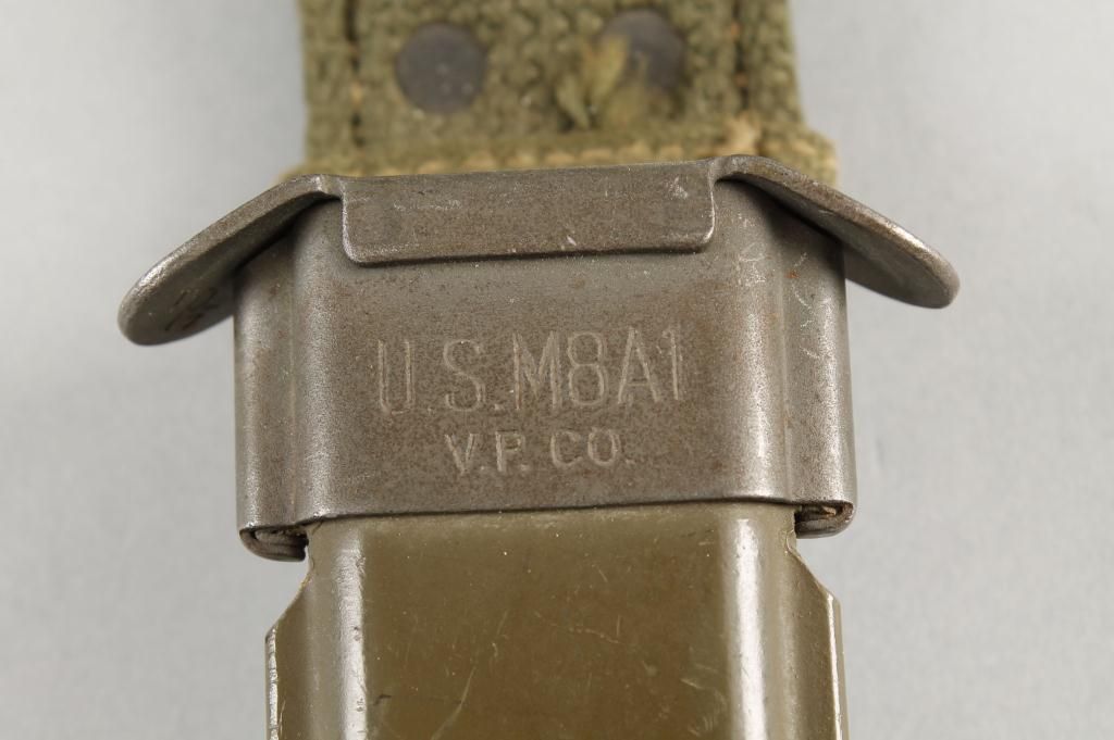 US M8A1 Bayonet SheathIncludes reproduction M4 bayonet. In very good ...