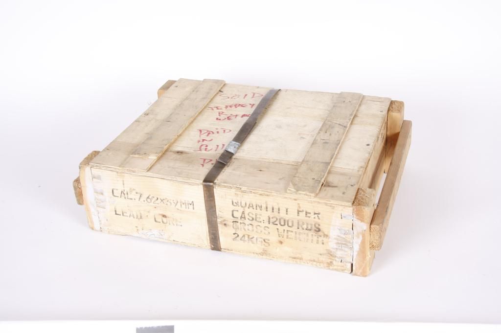 Lot of 7.62x39mm Ammo (1200 Rounds)Lead core, sealed in wooden crate.