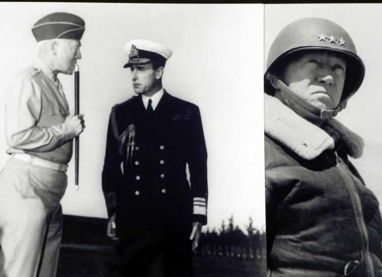 2 Photos - WWII General Patton, Lord Mountbatten