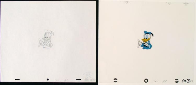 Donald Duck Original Doing Math Animation Drawing Cel