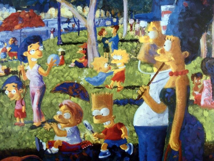 The Simpsons Sunday Afternoon Seurat Parody Print Frmd
