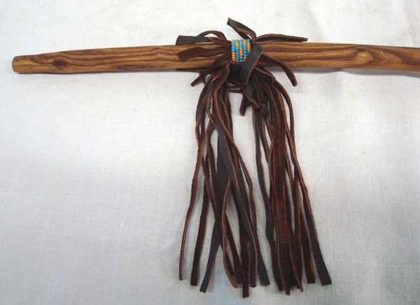 Plains Indian Wood Pipe-Pipestone Lead Inlay Bowl