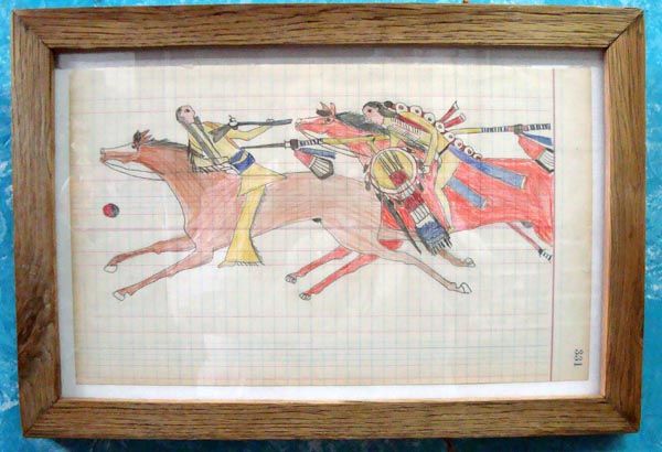 Plains Indian Style Paper Ledger Drawing