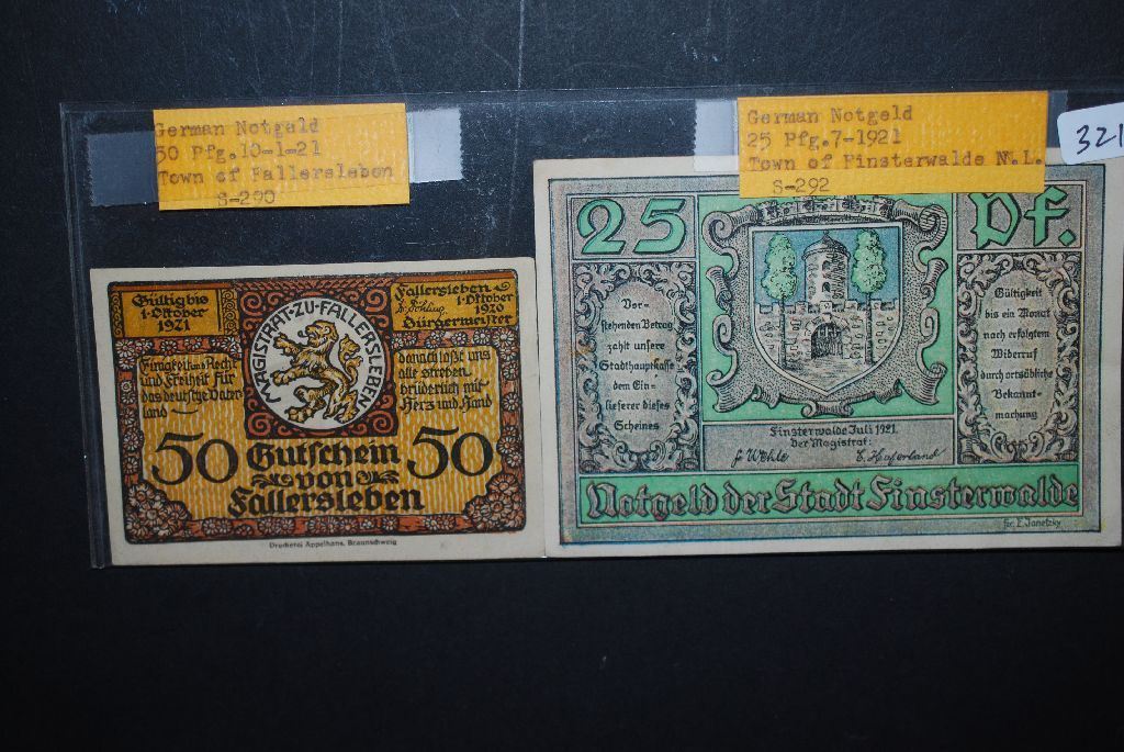 1921 German Notgeld 50 Pfennig Foreign Bank Note Town Of Fallersleben ...